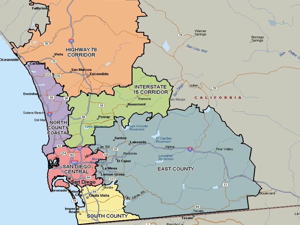 San Diego County Map With Cities